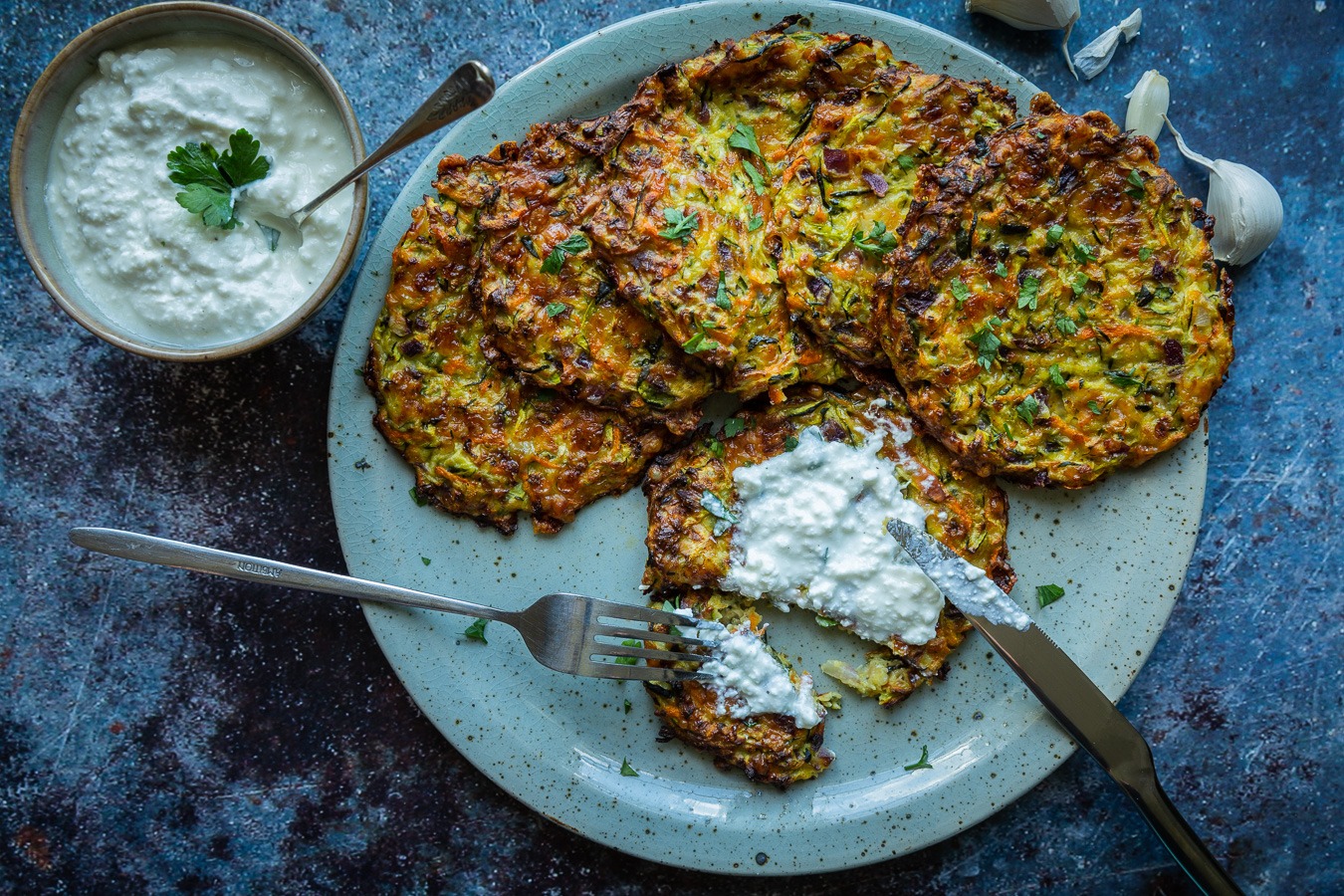Baked Courgette Pancakes - Uncommonly Delicious
