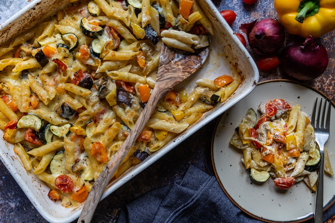 Roasted Vegetable Pasta Bake - Uncommonly Delicious
